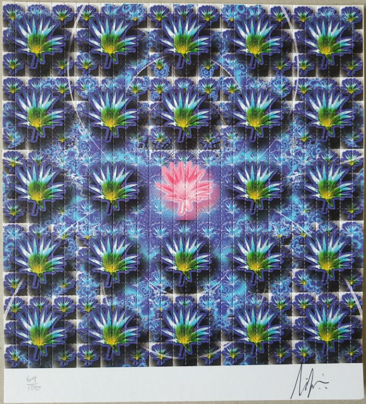 Blotter Art Pink Lotus Flower by Lucifer - LSD Blotter Art